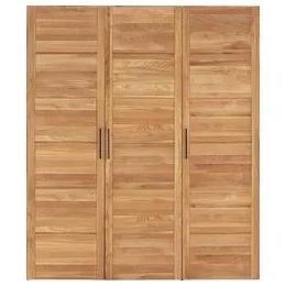 Kleiderschrank Home Affaire "Chamara", beige (natur), B:185cm H:218cm T:65cm, Schr&auml;nke, Kleiderschrank, aus massivem Eichenholz, in unterschiedlichen Breiten, H&ouml;he 218 cm