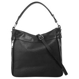 Henkeltasche CLUTY, Damen, Gr. B/H/T: 35cm x 27cm x 9cm onesize, schwarz, Leder, unifarben, Taschen, echt Leder, Made in Italy