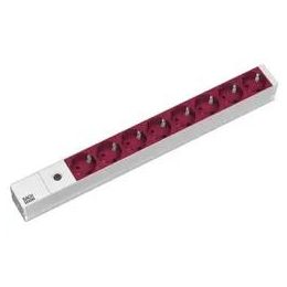 Bachmann 333.410 19 Zoll Netzwerkschrank-Steckdosenleiste 1 HE Schutzkontaktsteckdose Rot, Aluminium