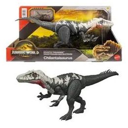 Mattel Jurassic World: Die Wiedergeburt Gigantic Thrashers Chilantalsaurus Dinosaurier-Spielzeugfigur, mit Doppelangriff