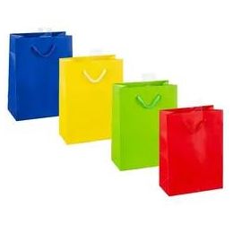 Idena Geschenktasche uni blau gelb rot gr&uuml;n 12x16x6cm 4fach sortiert