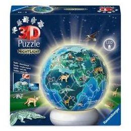 Ravensburger 3D Puzzle-Ball Nachtlicht Erde mit Tiermotiven
