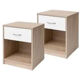 HTI-Living Nachtschrank mit 1 Schublade 2er-Set Nina Sonoma Wei&szlig;