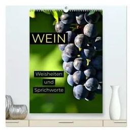 Calvendo WEIN Weisheiten und Sprichworte (hochwertiger Premium Wandkalender 2026 DIN A2 hoch), Kunstdruck in Hochglanz