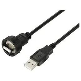 TRU Components USB 2.0-Kabel mit USB-A-Stecker auf IP67-USB-A-Stecker, 0,5m TC-E13T-MU2-MWA/NWA-0.5PV-S Wasserdichtes Kunststoffkabel