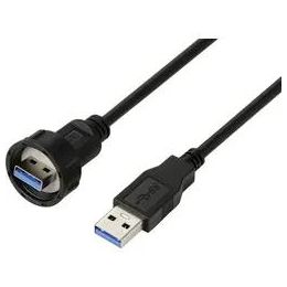 TRU Components USB 3.0-Stecker auf Stecker, IP67 (Gewinde), Kabel 0,5m TC-E13T-MU3-MWA/NWA-0.5PV-S Wasserdichtes Kunststoffkabel TC-13543560 TRU