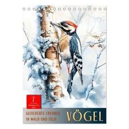 V&ouml;gel - gefiederte Freunde in Wald und Feld (Tischkalender 2026 DIN A5 hoch), Calvendo Monatskalender