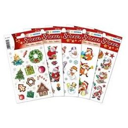 Herma Weihnachtssticker, 210 x Weihnachten Sticker mit Weihnachtsmann Schneemann Sterne...