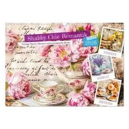 Shabby Chic Romantik - Vintage Tassen, Blumen und nostalgische Briefe (Wandkalender 2026 DIN A3 quer), Calvendo Monatskalender