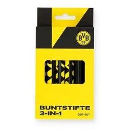 BVB Borussia Dortmund 3-in-1 Buntstifte/Wachsmaler 6er Set mit Anspitzer
