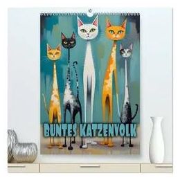 Calvendo Buntes Katzenvolk (hochwertiger Premium Wandkalender 2026 DIN A2 hoch), Kunstdruck in Hochglanz