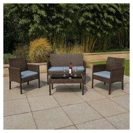 HTI-Living 4-teiliges Polyrattan Lounge-Set mit Tisch Gartenm&ouml;bel Set Zita braun