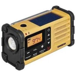 Sangean MMR-88 Outdoorradio UKW, MW Notfallradio Akku-Ladefunktion, Taschenlampe, wiederaufladbar, Solarpanel, Handkurbel Schwarz, Gelb