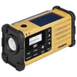 Sangean MMR-88 DAB+ Outdoorradio DAB+, UKW Notfallradio Akku-Ladefunktion, Taschenlampe, Solarpanel, Handkurbel Schwarz, Gelb