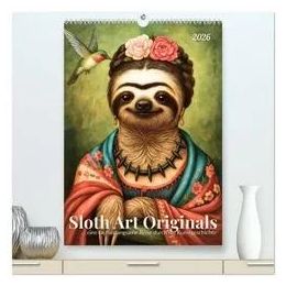 Calvendo Sloth Art Originals ... eine faultierlangsame Reise durch die Kunstgeschichte (hochwertiger Premium Wandkalender 2026 DIN A2 hoch), Kunstdruck in Hoch