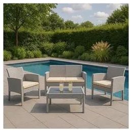 HTI-Living Outdoor M&ouml;bel 4-teiliges Set Zita Grau-Beige