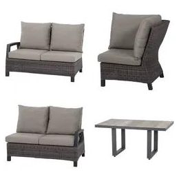 Gartenlounge-Set siena GARDEN "Corido", grau (charcoal grau, schwarz), Aluminium, Sitzm&ouml;bel-Sets