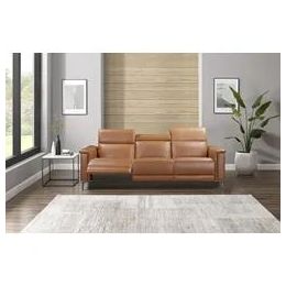3-Sitzer OTTO HOME "LUND B: 222 cm - OTTO. Verl&auml;ssliche Qualit&auml;t. Mit Relaxfunktion", braun (cognac), B:222cm H:97cm T:100cm, Kunstleder 100% Polyurethan, Sofas, in 2 Sitzen (links/rechts), manuell/elektrisch (USB-C), Kopfteilverst.