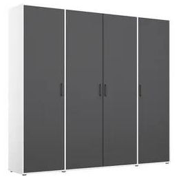 Kleiderschrank Rauch "VOYAGER Garderobe W&auml;scheschrank TOPSELLER Schlafzimmer", wei&szlig; (alpinwei&szlig;, graumetallic, griffe graumetallic), B:187cm H:194cm T:53cm, Holzwerkstoff, Schr&auml;nke, Kleiderschrank, mit 2 modernen Griffvarianten, viel Stauraum MADE IN GERMANY