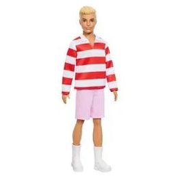 Mattel Barbie Fashionistas Ken-Puppe Nr. 241 in rot-wei&szlig; gestreiftem Oberteil und rosafarbener kurzer Hose mit wei&szlig;en Sneakern, blond