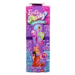 Mattel Barbie Party Unboxed Glam Party Serie rote glitzernde Puppe und Accessoires mit 10 &Uuml;berraschungen