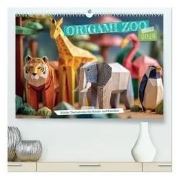 Calvendo Origami Zoo - Bunter Tierkalender f&uuml;r Kinder und Familien (hochwertiger Premium Wandkalender 2026 DIN A2 quer), Kunstdruck in Hochglanz