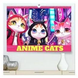 Calvendo Anime Cats (hochwertiger Premium Wandkalender 2026 DIN A2 quer), Kunstdruck in Hochglanz