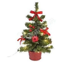 Idena Deko Weihnachtsbaum rot geschm&uuml;ckt 20 LED warmwei&szlig; 25cm USB-Anschluss