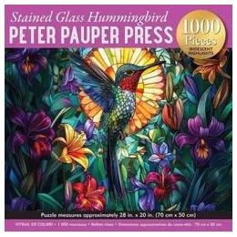 Stained Glass Hummingbird 1000-Piece Jigsaw Puzzle (Gold Foil Highlights)