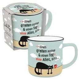 Sheepworld Becher in Emailloptik "Einen gro&szlig;en Kaffee & einen Tag ohne Alles, bitte..."