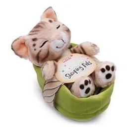 Nici Kuscheltier Sleeping Pets Bengal Katze 12cm im hellgr&uuml;nen K&ouml;rbchen