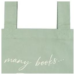 Baumwolltasche in mint mit Spruch "So many books...so little time..."