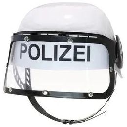BestSaller 1419 - Kinder-Polizeihelm mit Klappvisier, Kunststoff, wei&szlig;/schwarz, verstellbare Passform f&uuml;r Kopfumfang von 47-55 cm