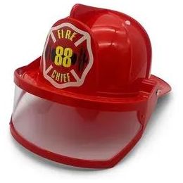 BestSaller 1411 - Kinder-Feuerwehr-Helm mit Klappvisier, ROT + Sticker FIRE CHIEF, verstellbare Passform f&uuml;r Kopfumfang von 46-55 cm