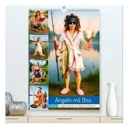 Calvendo Angeln mit Biss - Lustiger Kalender f&uuml;r Angler mit Charme (hochwertiger Premium Wandkalender 2026 DIN A2 hoch), Kunstdruck in Hochglanz