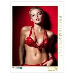 Calvendo Puzzle Erotik-Puzzle mit Ruby in Rot - eine sexy Frau im Bikini sorgt mit Blick und Haltung f&uuml;r pure Spannung 1000 Teile Lege-Gr&ouml;&szlig;e 64x48cm Foto-Puzzle f&uuml;r gl&uuml;ckliche Stunden