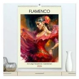 Calvendo Flamenco. Anmutige T&auml;nzerinnen. Illustrationen (hochwertiger Premium Wandkalender 2026 DIN A2 hoch), Kunstdruck in Hochglanz