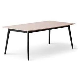 Esstisch HAMMEL FURNITURE "Meza Designtisch mit Auszugsfunktion und 2 Einlegeplatten", beige (natur, schwarz, natur), B:210cm H:74cm T:100cm, Tischplatte: Wei&szlig;pigmentiertes, matt lackiertes Eichenfurnier (nat&uuml;rliche MDF-Kante). Gestell: Massive Esche, Tische, Esstisch, bootsf&ouml;rmige Tischplatte MDF, Massivholzgestell, in zwei Breiten