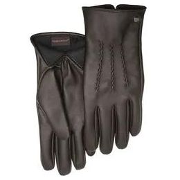 Lederhandschuhe Pearlwood "Gates", Herren, Gr. 10, braun (schwarz braun), Schafsleder, Biesen, unifarben, Handschuhe, weiches Innenfutter aus Fleece