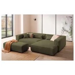 Ecksofa "PIARA XXL, L-Form, Schlaffunktion, Cord, Leinenoptik o. Strukturstoff", gr&uuml;n (khaki), B:288cm H:66cm T:198cm, 100% Polyester, LeGer Home by Lena Gercke, Sofas, Ecksofa, Hocker stellbar zum Schlafsofa (Krokodilverbinder), tiefe Sitzfl&auml;che