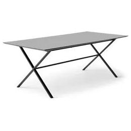 Esstisch HAMMEL FURNITURE "Meza Designtisch mit Auszugsfunktion und 2 Einlegeplatten", grau (graphit, schwarz, graphit), B:210cm H:74cm T:100cm, Tischplatte: Graphit nanobehandeltes Fenix-Laminat (schwarzer Rand), Gestell: Pulverbeschichtetes schwarzes Metall, RAL9005 matt. Mit nanobehandeltem Laminat, einer matten, seidigen Oberfl&auml;che, die Fingerabdr&uuml;cke abweist und langlebig und hygienisch ist.,