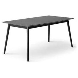 Esstisch HAMMEL FURNITURE "Meza Designtisch mit Auszugsfunktion und 2 Einlegeplatten", schwarz (schwarz, schwarz, schwarz), B:165cm H:74cm T:90cm, Tischplatte: Schwarzes nanobehandeltes Fenix-Laminat (schwarzer Rand), Gestell: Massive Esche. Mit nanobehandeltem Laminat, einer matten, seidigen Oberfl&auml;che, die Fingerabdr&uuml;cke abweist und langlebig und hygienisch ist., Tische, Esstisch, bootsf&ouml;rmige T