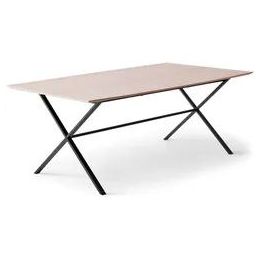 Esstisch HAMMEL FURNITURE "Meza Designtisch mit Auszugsfunktion und 2 Einlegeplatten", beige (natur, schwarz, natur), B:165cm H:74cm T:90cm, Tischplatte: Wei&szlig;pigmentiertes, matt lackiertes Eichenfurnier (nat&uuml;rliche MDF-Kante). Gestell: Pulverbeschichtetes schwarzes Metall, RAL9005 matt., Tische, Esstisch