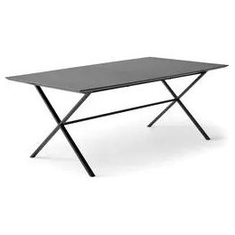Esstisch HAMMEL FURNITURE "Meza Designtisch mit Auszugsfunktion und 2 Einlegeplatten", schwarz (schwarz, schwarz, schwarz), B:165cm H:74cm T:90cm, Tischplatte: Schwarzes nanobehandeltes Fenix-Laminat (schwarzer Rand), Gestell: Pulverbeschichtetes schwarzes Metall, RAL9005 matt. Mit nanobehandeltem Laminat, einer matten, seidigen Oberfl&auml;che, die Fingerabdr&uuml;cke abweist und langlebig und hygienisch i