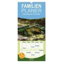 Familienplaner 2026 - Gl&uuml;ckliche Fr&ouml;sche mit 5 Spalten (Wandkalender, 21 x 45 cm) Calvendo