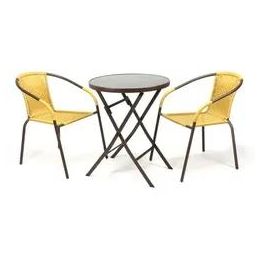 Vcm 3-tlg. Bistroset Balkon Stuhl Tisch Set Beige