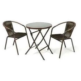 Vcm 3-tlg. Bistroset Balkon Stuhl Tisch Set Braun