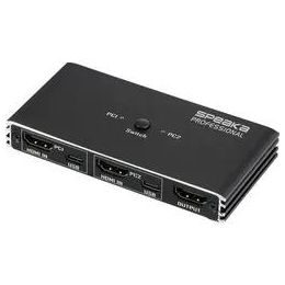 SpeaKa Professional HDMI 2.0 Slim KVM 2X1 USB2.0 +IR, Black HDMI-Switch HDMI 3840 x 2160 Pixel