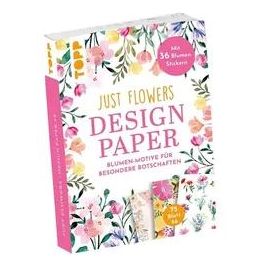 Frechverlag Design Paper Just Flowers A6 mit Blumen-Stickern