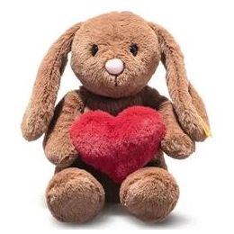 Steiff 081118 - Hoppie Hase Love, braun/rot, mit Herz, Pl&uuml;sch, 16 cm